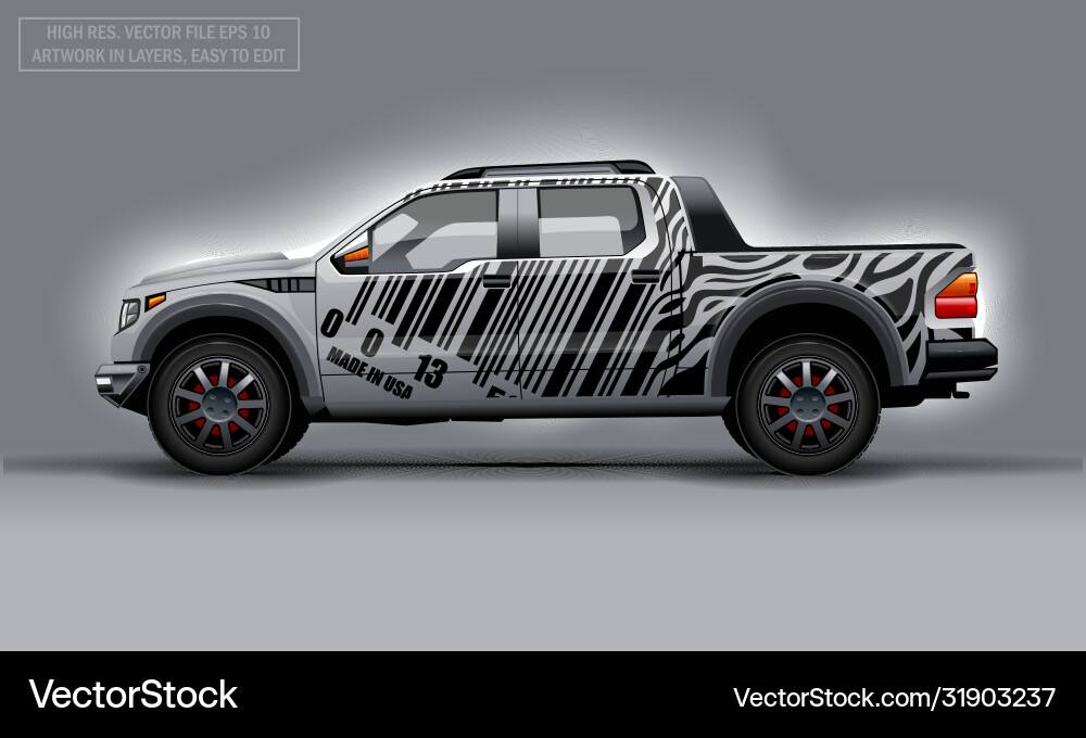 Editable template for wrap suv with bar code lines