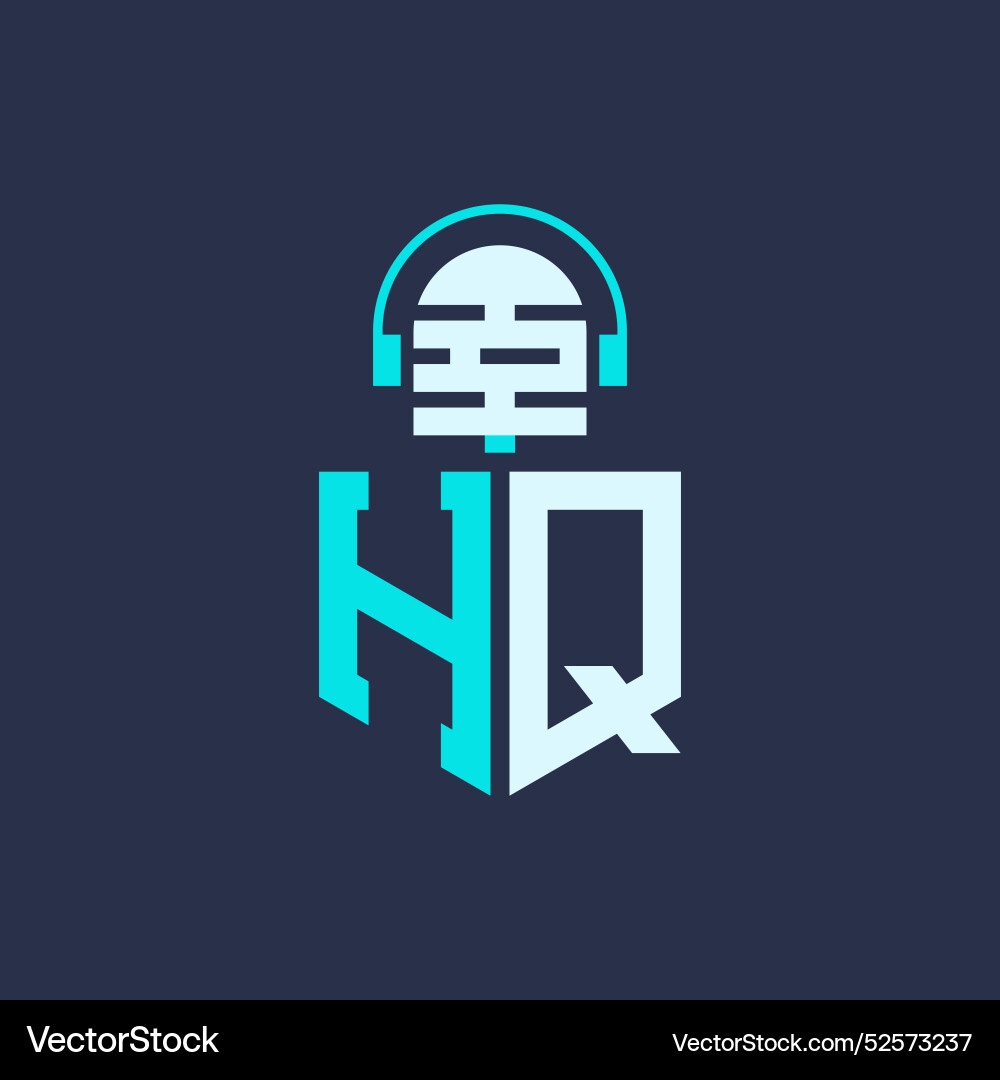 Hq microphone logo design for audio music Vector Image
