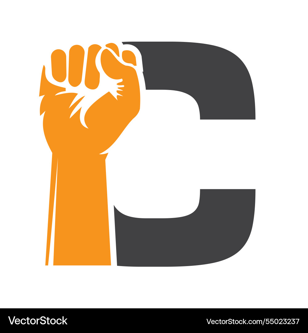 Initial letter c hand logo concept for happy Vector Image