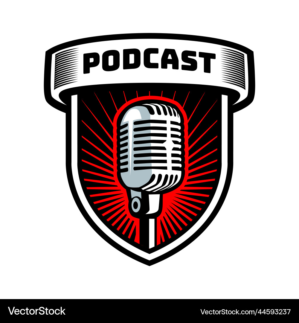 Podcast badge logo Royalty Free Vector Image - VectorStock
