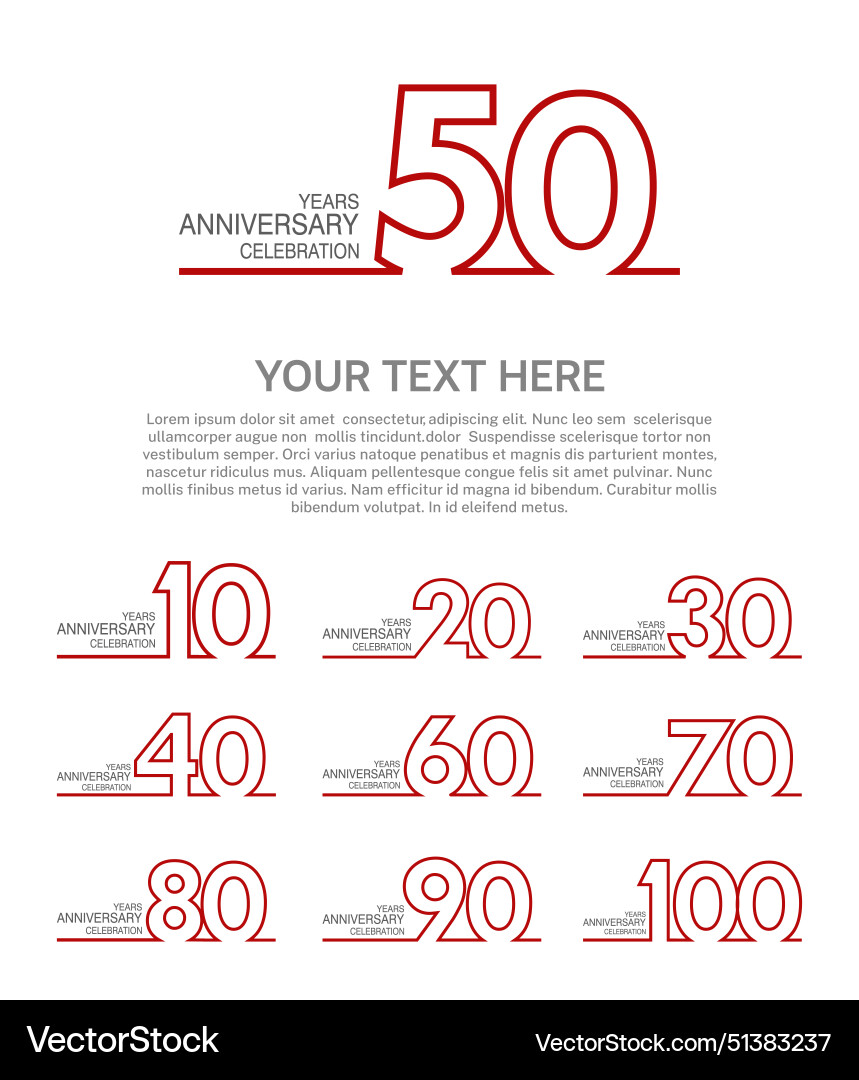 Set anniversary logotype premium collection red Vector Image