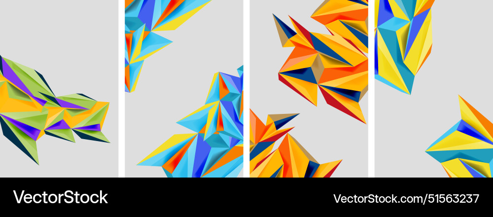 Set of mosaic triangle pattern abstract posters Vector Image