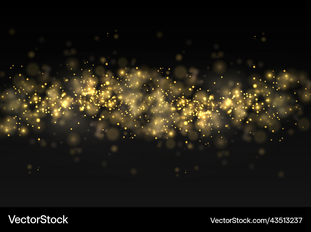 Sparkling golden magic dust particles bokeh light Vector Image