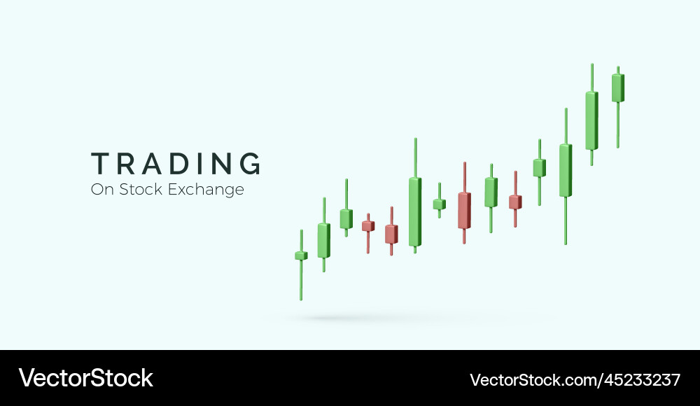 Stock exchange trading concept 3d candlestick Vector Image