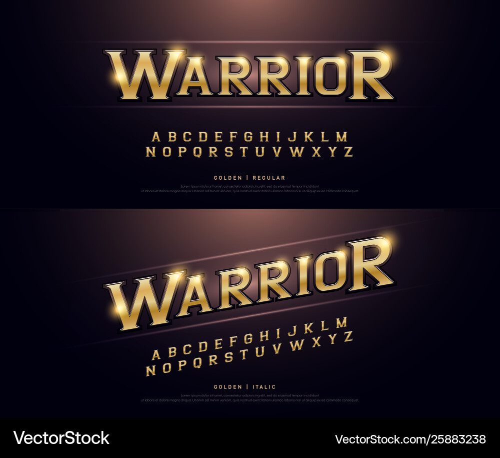 Alphabet golden metallic and effect designs Vector Image