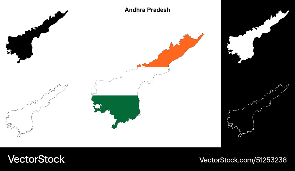 Andhra pradesh outline map Royalty Free Vector Image
