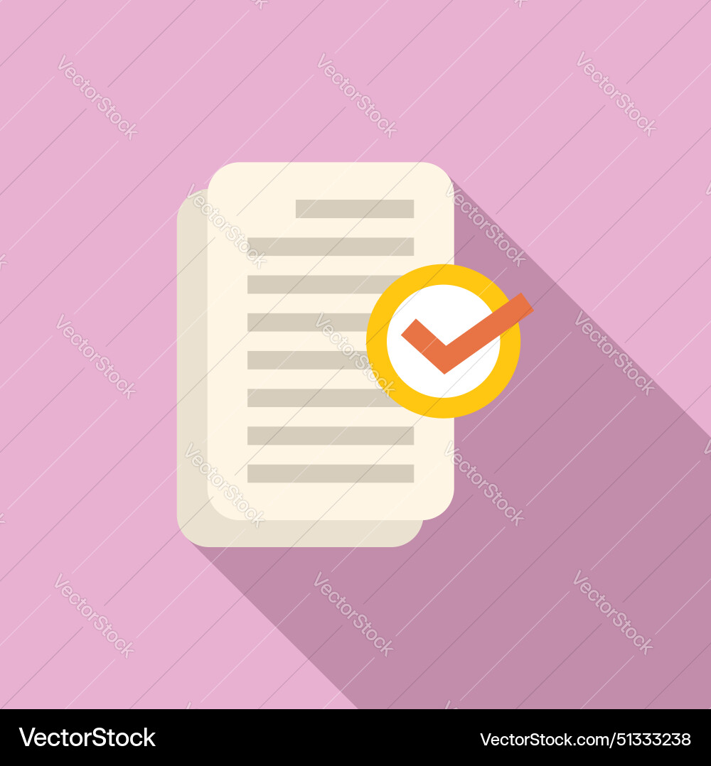 Approved document icon on pink background Vector Image