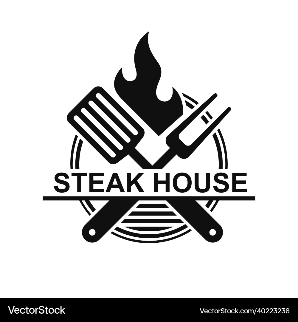 Hot grill bar restaurant logo on white background Vector Image