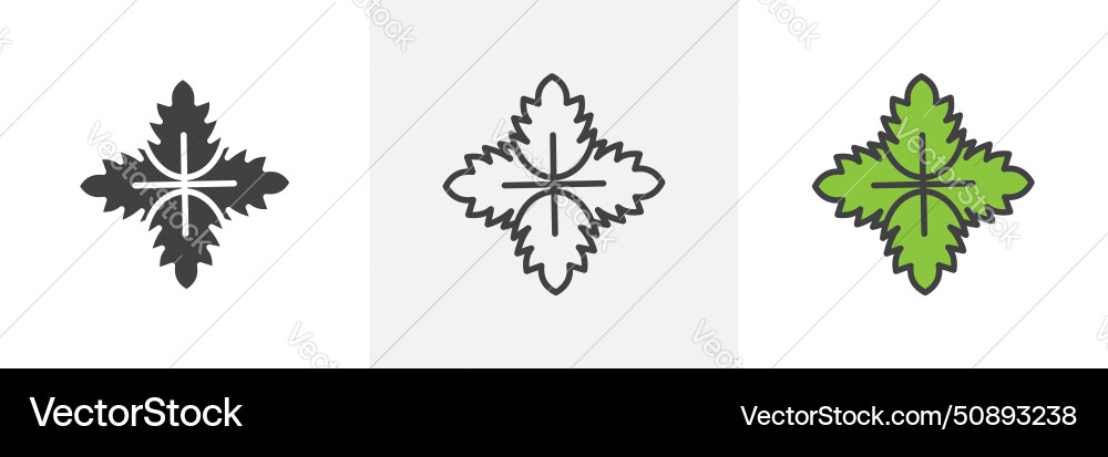 Mint icon set peppermint leaf symbol vegan leaves Vector Image