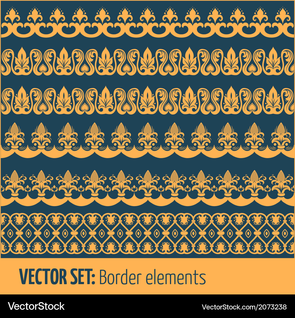 Ornate Floral Border Elements Royalty Free Vector Image