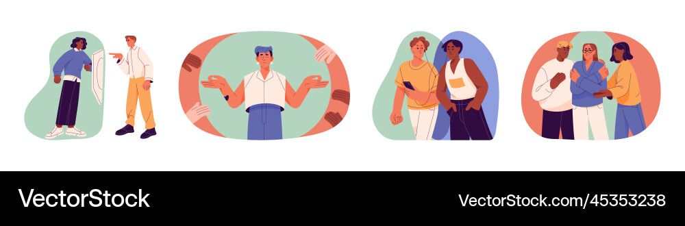 Personal boundaries psychology concept set Vector Image