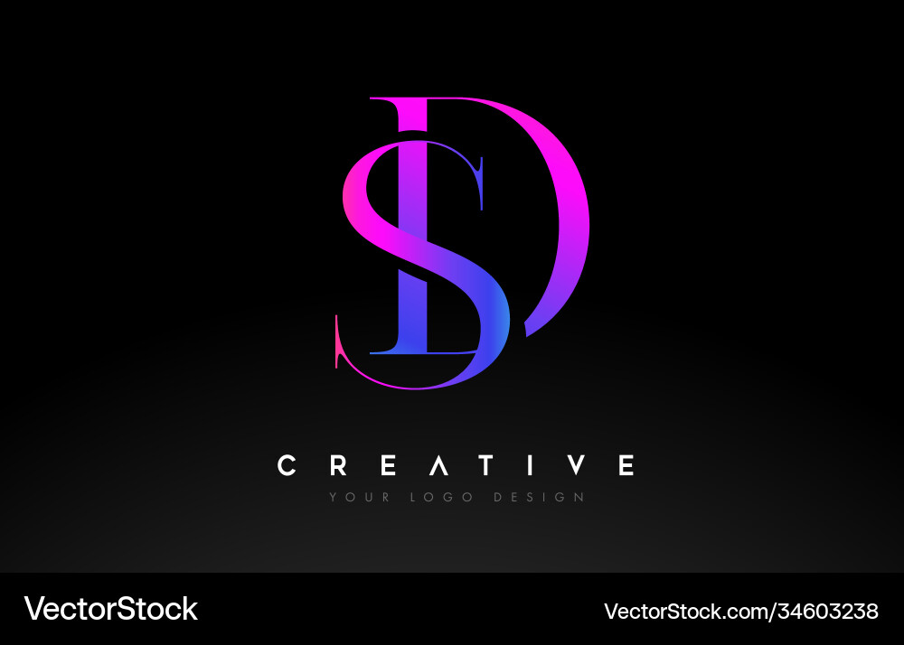 Sd ds letter design logo logotype icon concept Vector Image