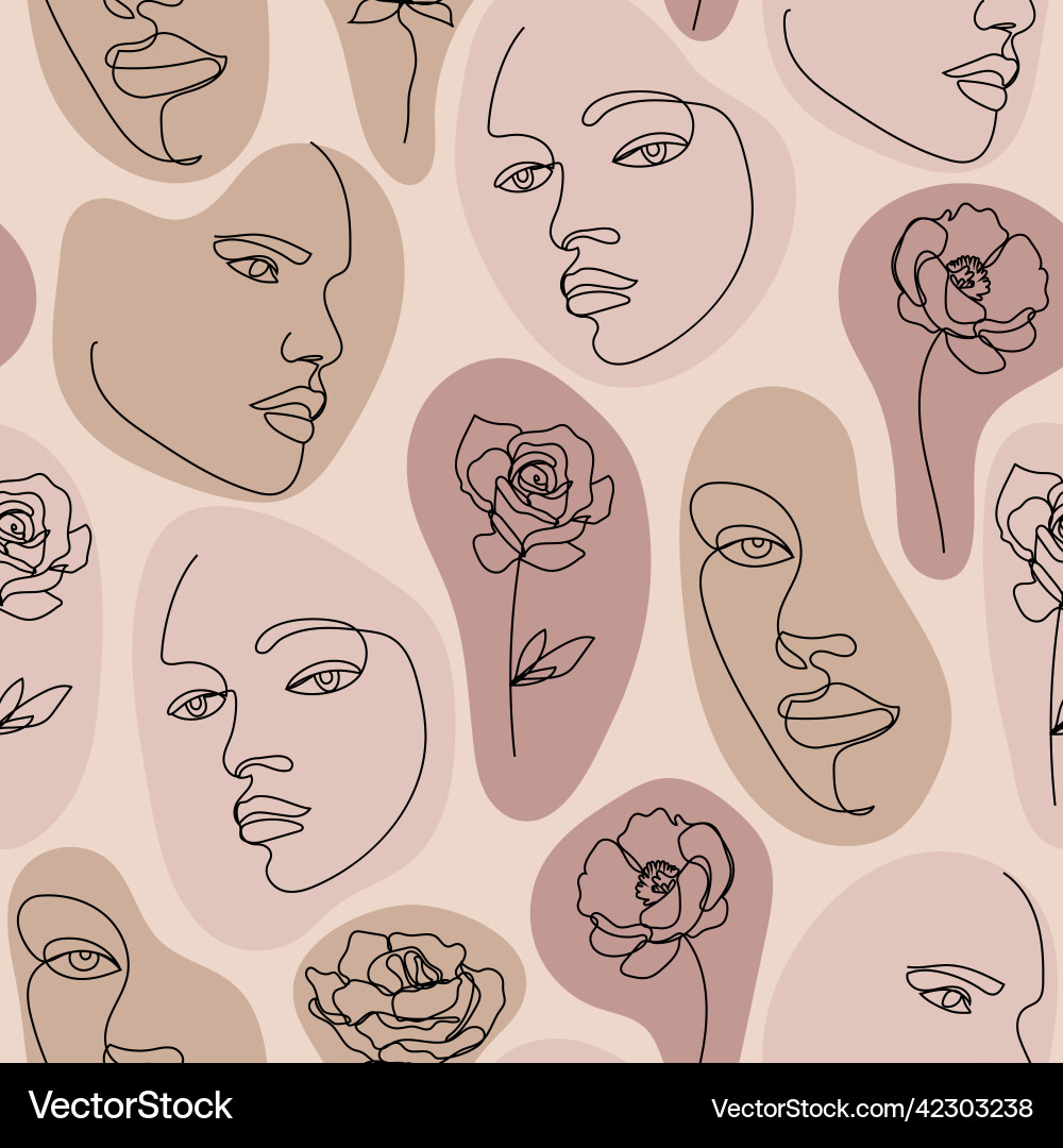 Seamless women faces pattern abstract Royalty Free Vector