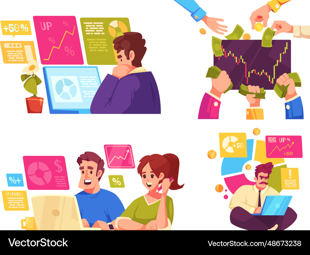 Stock Market Analysis Set Royalty Free Vector Image