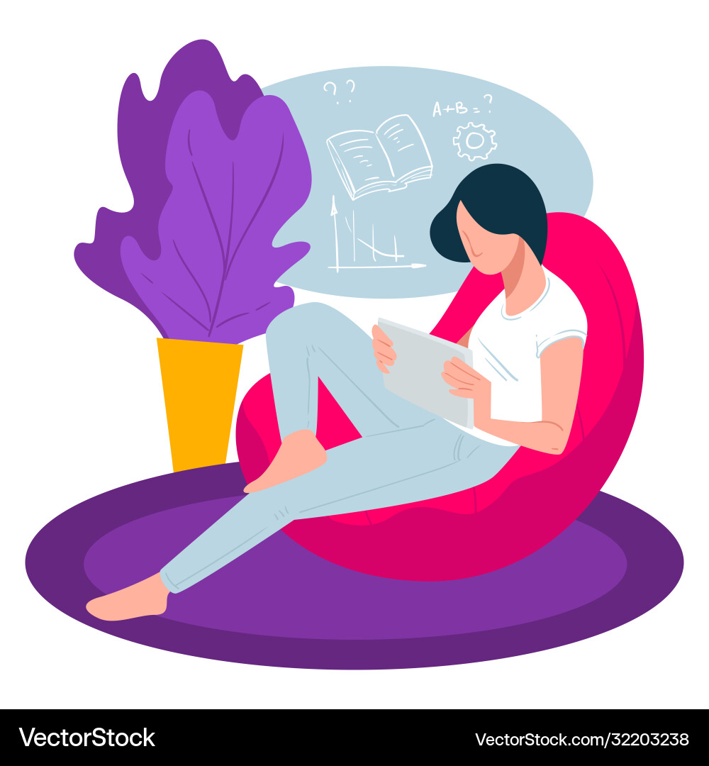 Student reading books preparing for exam Vector Image