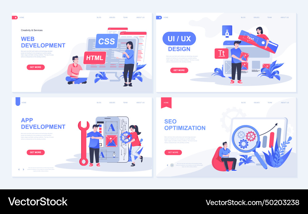 Web Development Landing Page Concept Royalty Free Vector