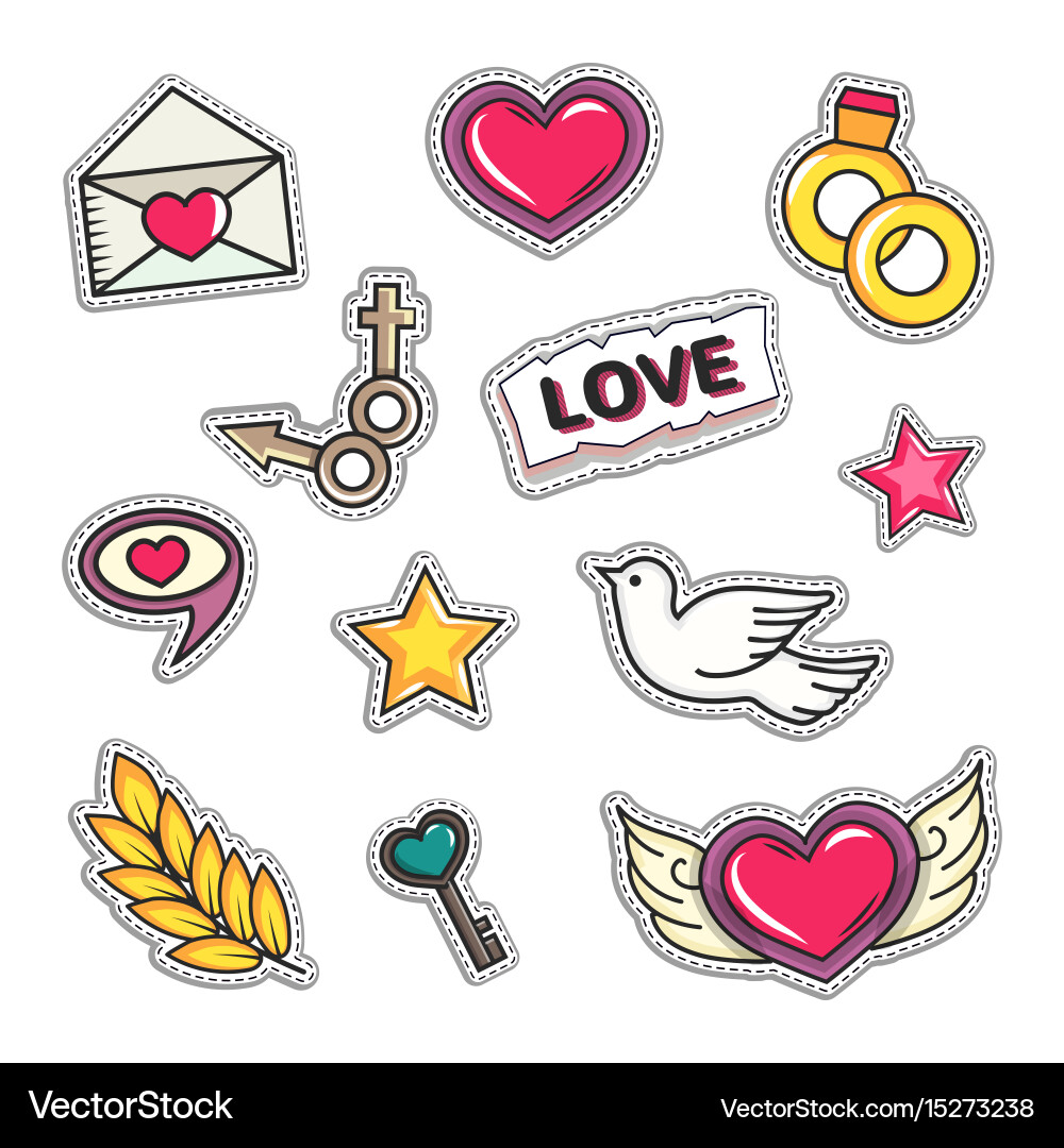 Wedding & Love Patch Elements Royalty Free Vector Image