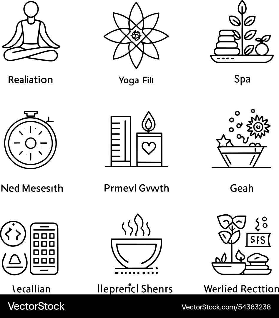 Wellness in line design health Royalty Free Vector Image