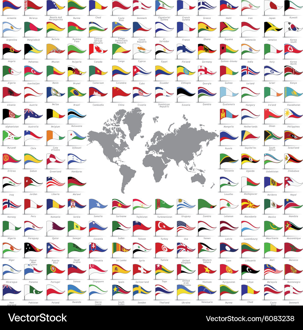 World flags all Royalty Free Vector Image - VectorStock