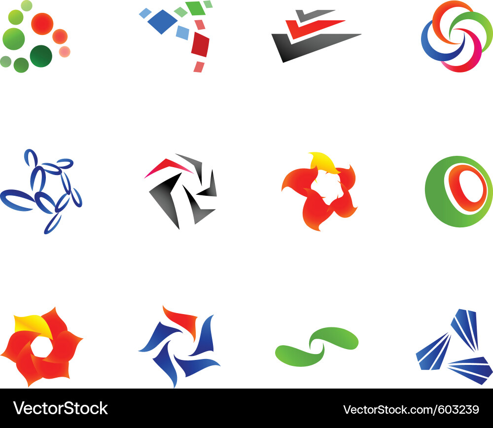 12 colorful symbols set 10 Royalty Free Vector Image