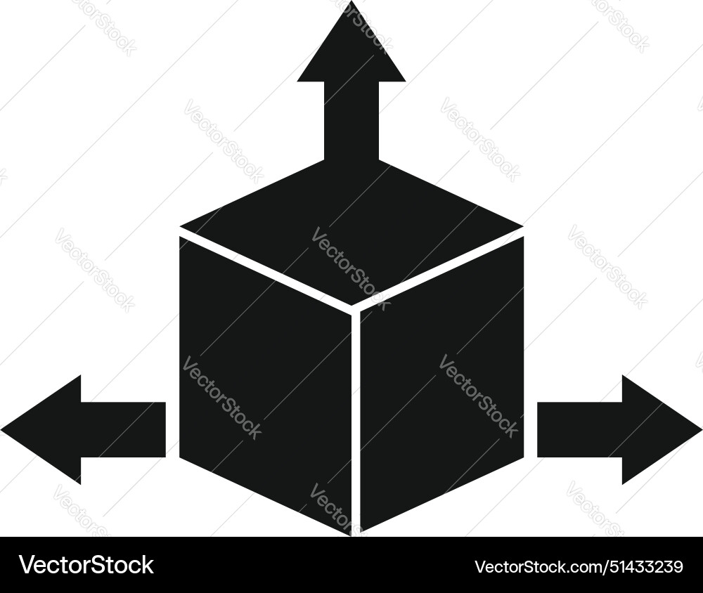 3d box with directional arrows concept Royalty Free Vector