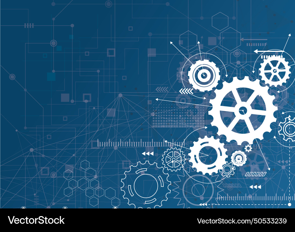 Abstract gear wheel mechanism background machine Vector Image