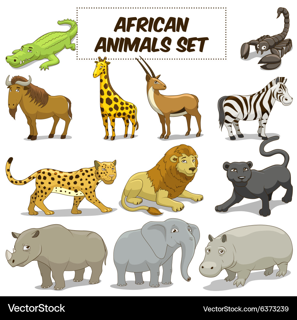 African Savannah Animals Set Royalty Free Vector Image