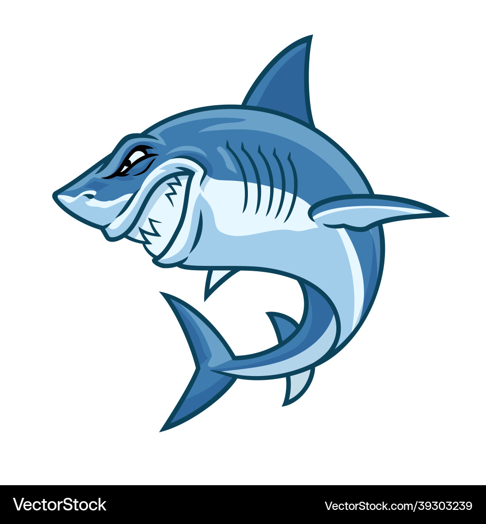 Angry Cartoon Hai Charakter Lizenzfreies Vektorbild