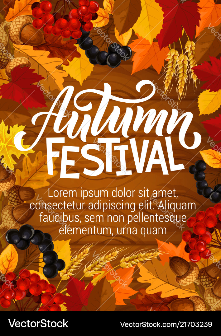 Autumn Berry Harvest Poster Royalty Free Vector Image