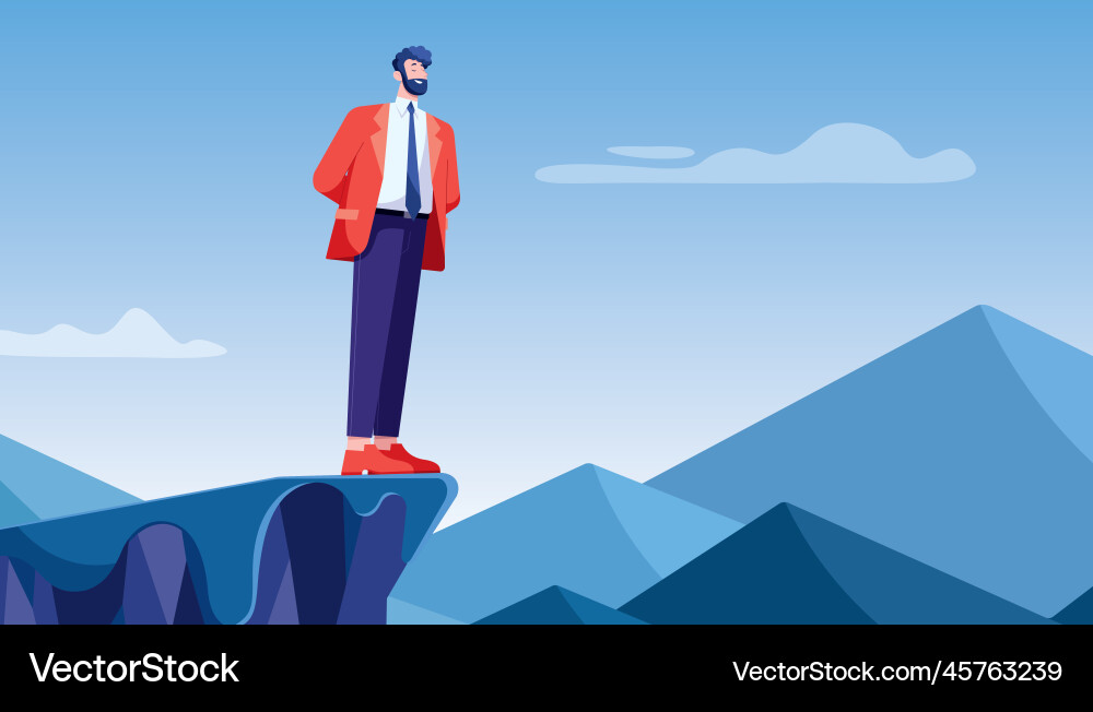 Businessman on a Cliff Edge Royalty Free Vector Image