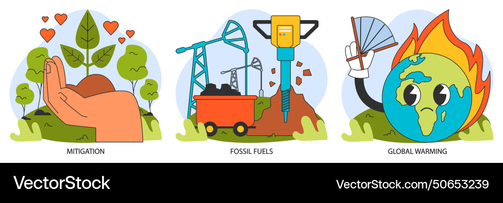 Climate change night or dark mode set planet Vector Image