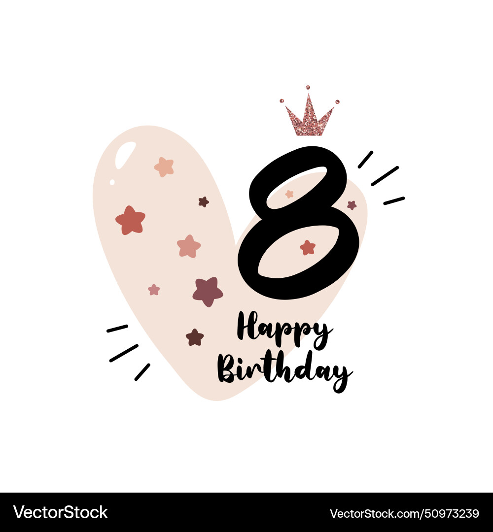 Eighth birthday greeting card Royalty Free Vector Image