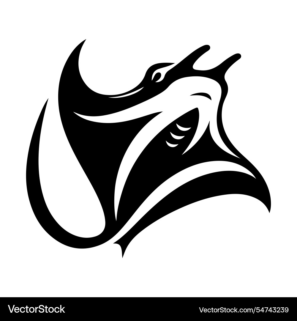 Giant manta ray silhouette high-quality ocean Vector Image