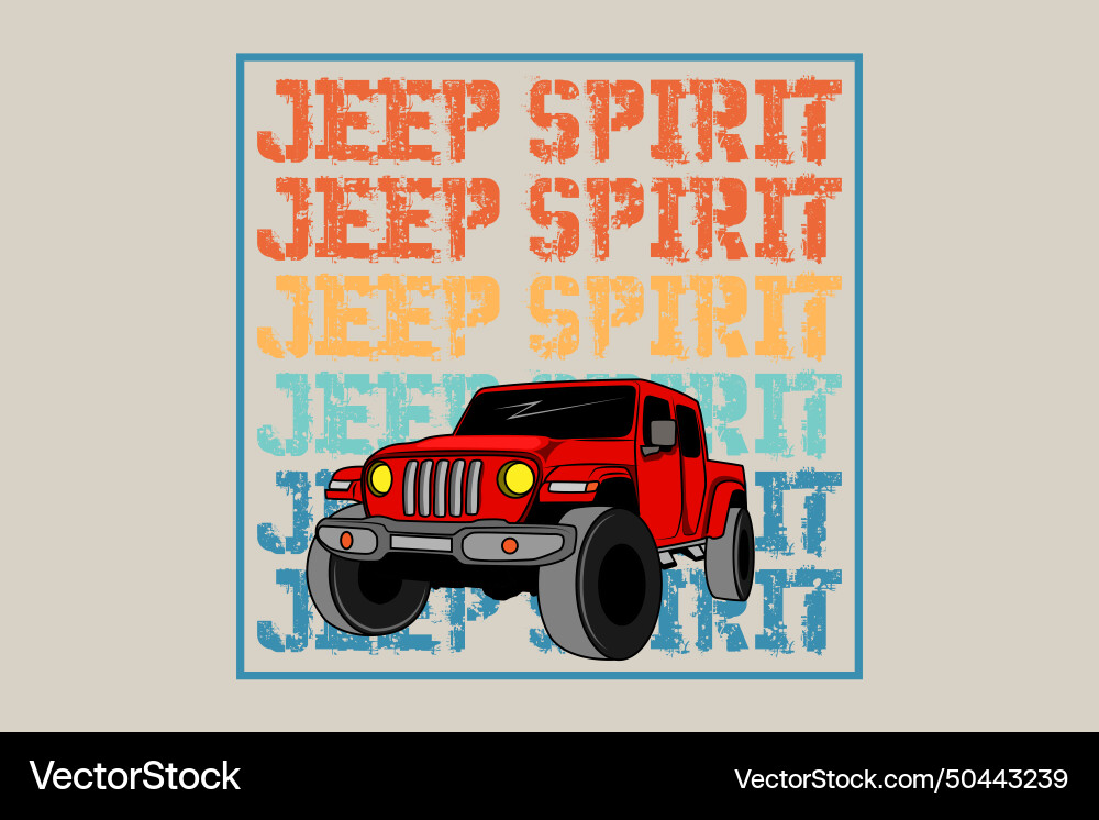 Jeep spirit retro design landscape Royalty Free Vector Image