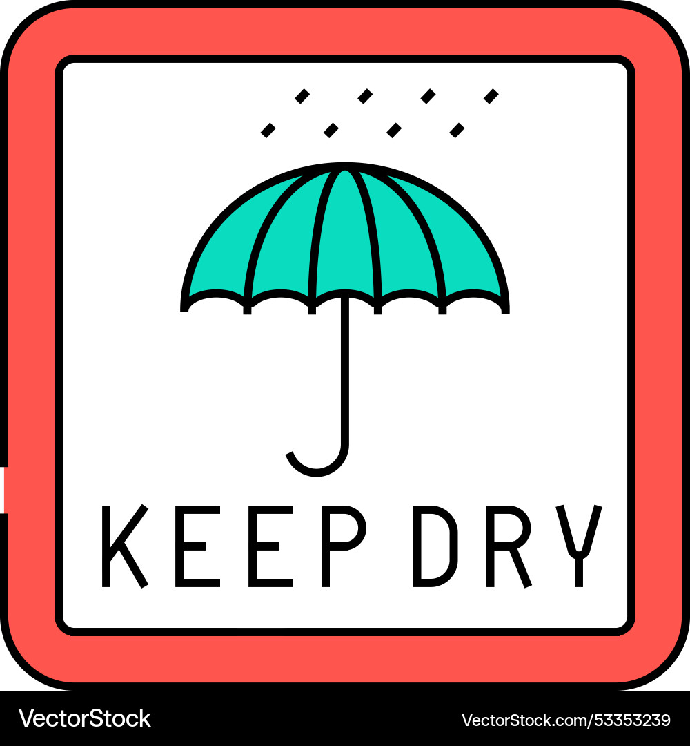 Keep dry product label warning icon color Vector Image