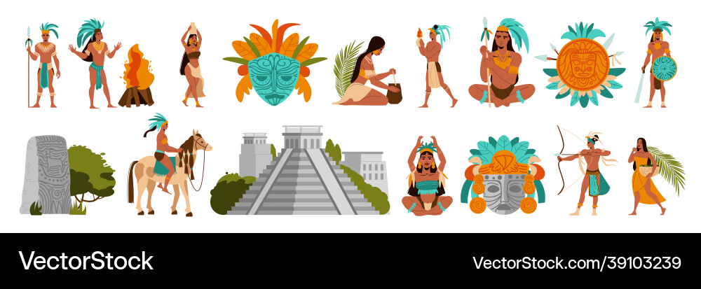 Maya civilization set Royalty Free Vector Image