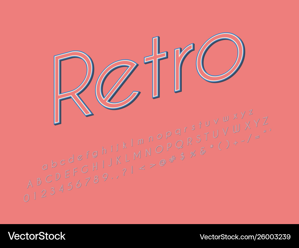 Retro font and alphabet stock Royalty Free Vector Image