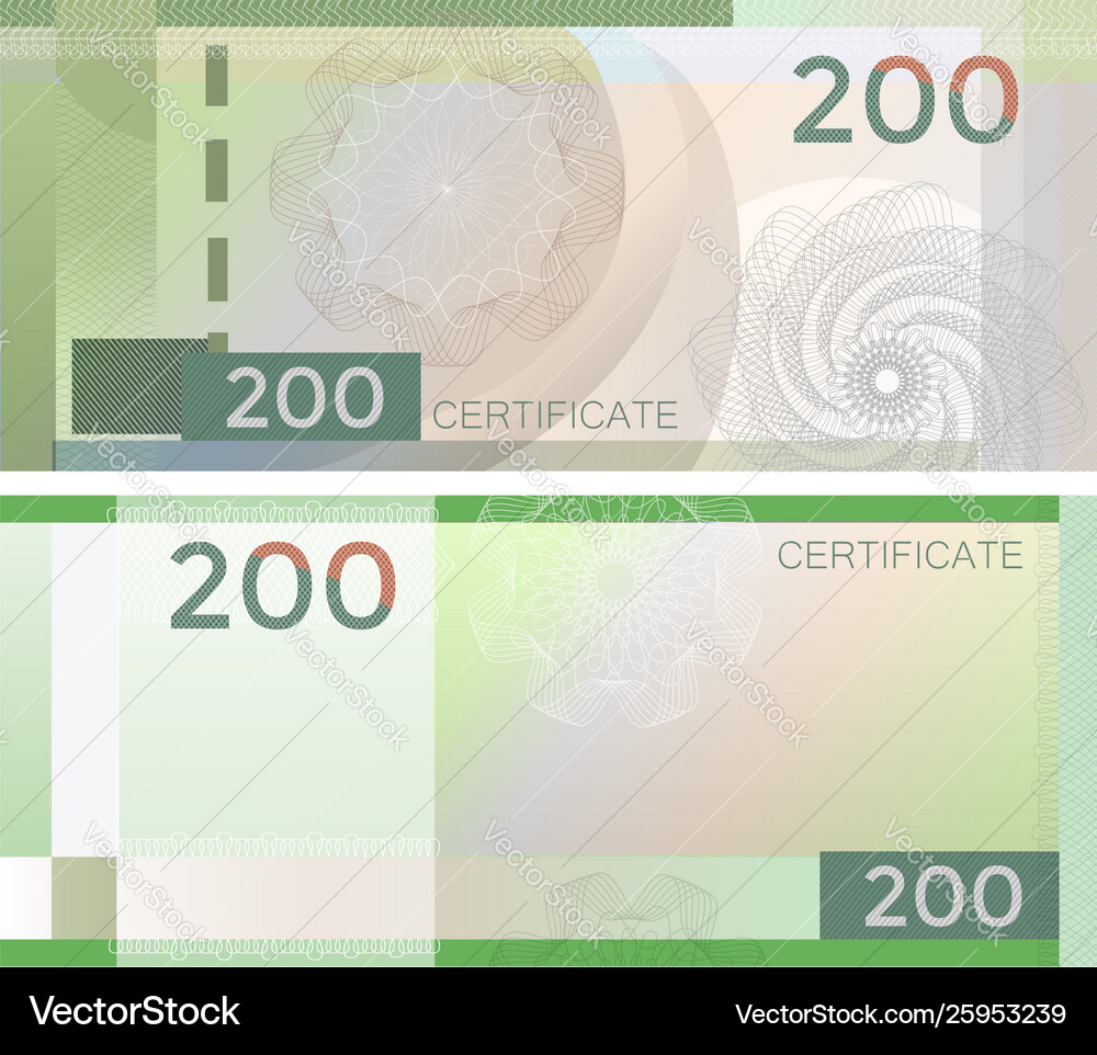 Voucher template banknote 200 with guilloche Vector Image