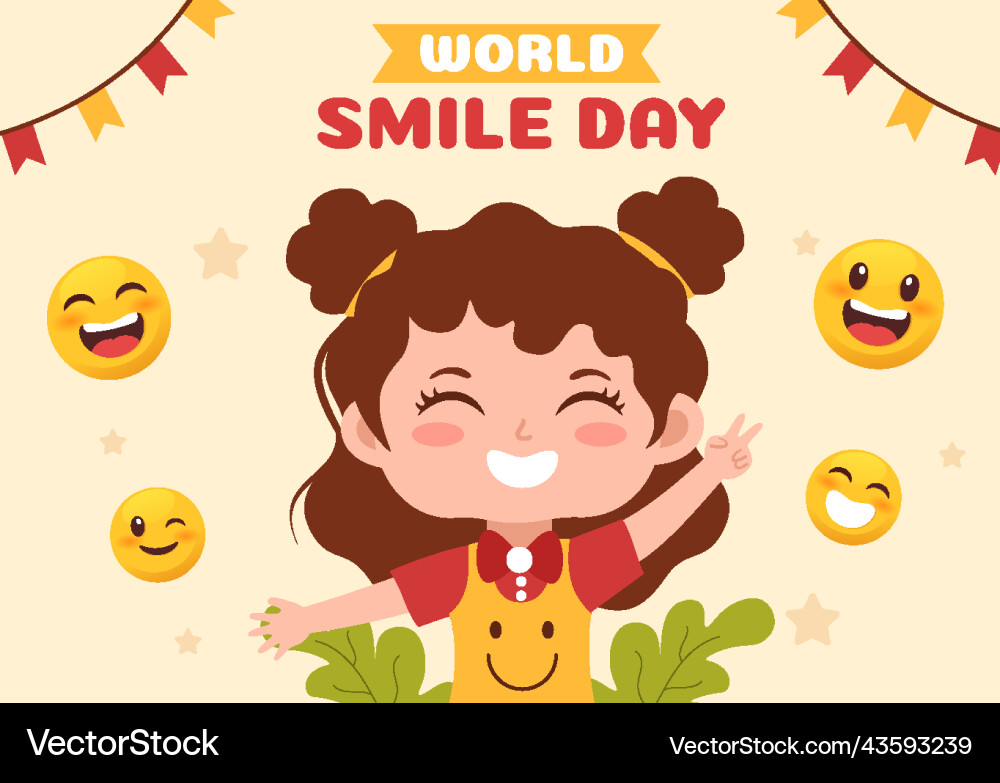 World smile day hand drawn cartoon with smiling Vector Image