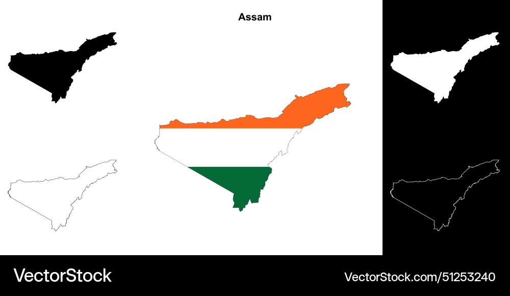 Assam outline map Royalty Free Vector Image - VectorStock