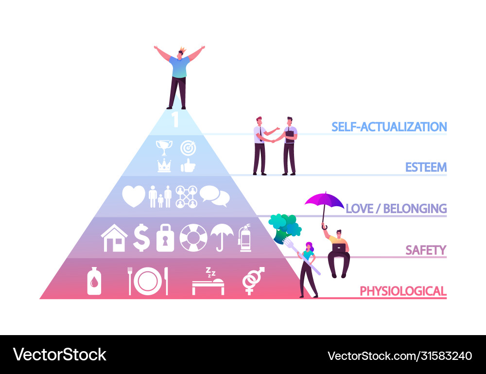 Character in crown on head top maslow Royalty Free Vector