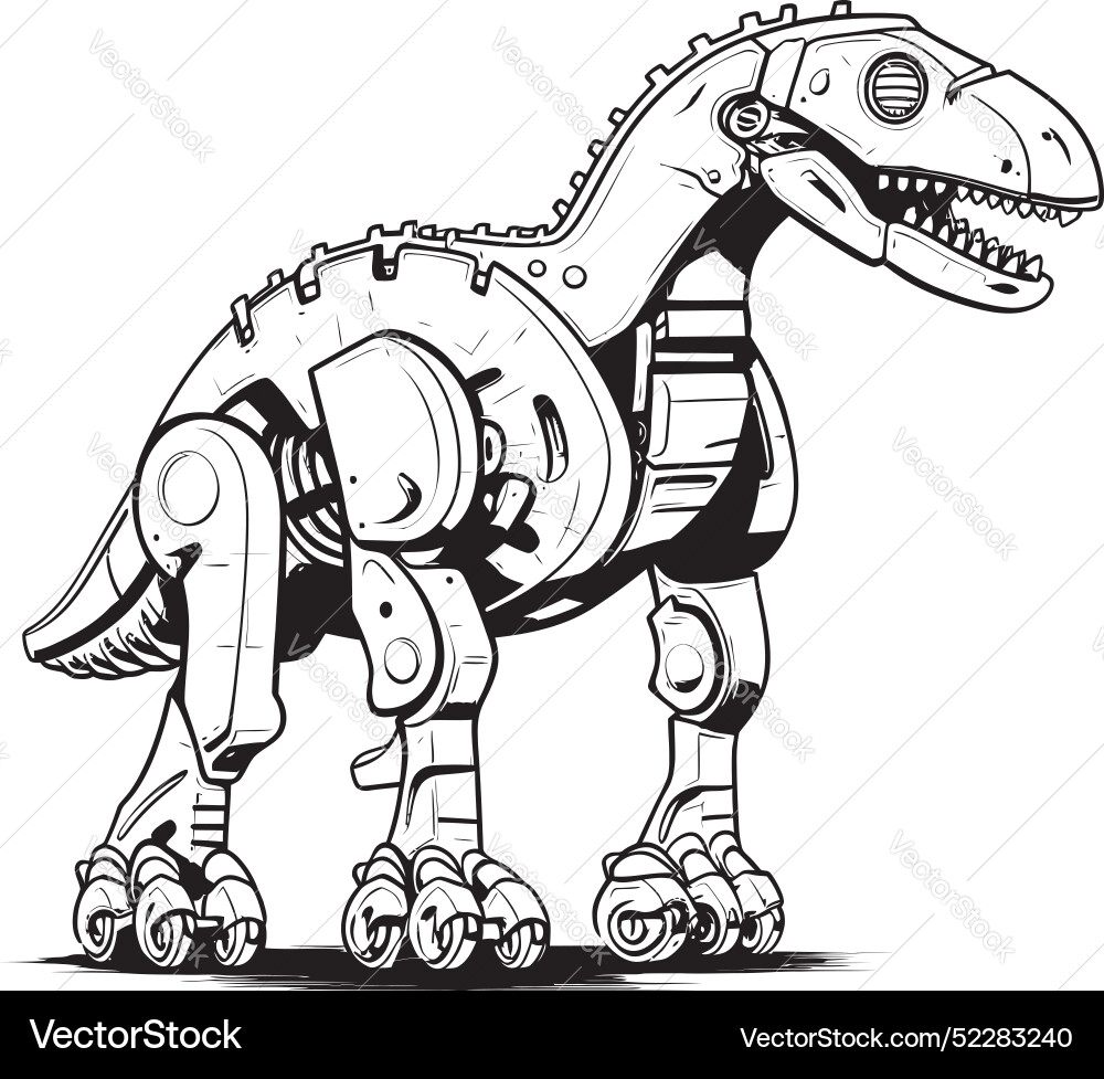 Cybernetic dino crest black logo icon design Vector Image