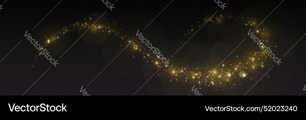 Gold magic glitter dust light with star shine Vector Image