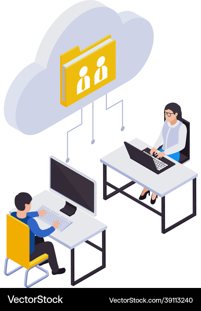 Group folder collaboration composition Royalty Free Vector