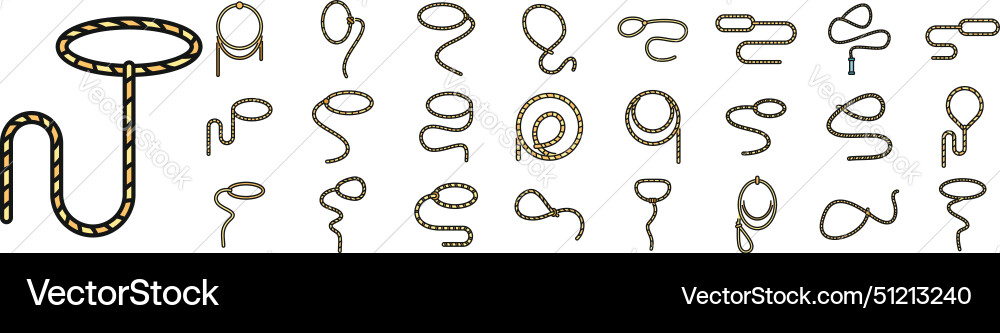 Lasso icons set color line Royalty Free Vector Image