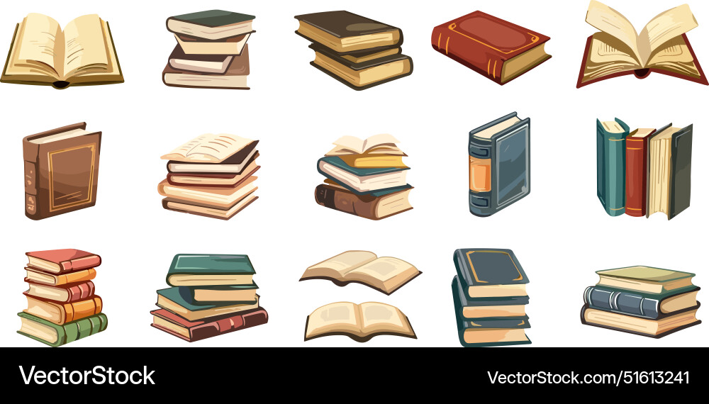 Book and notebook stacks of books textbooks Vector Image