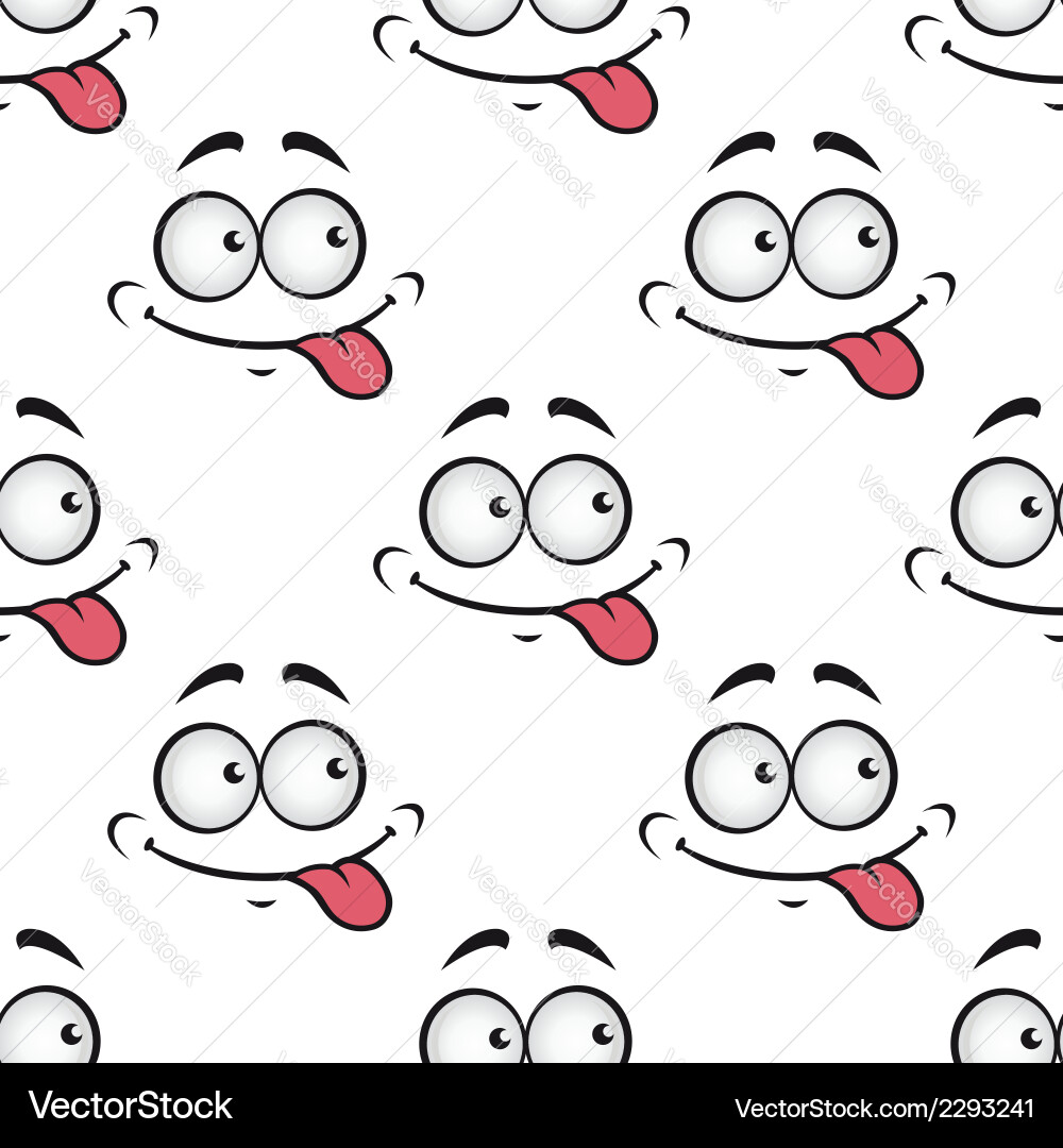 Cartoon Face Licking Lips - Seamless Pattern Vector Image