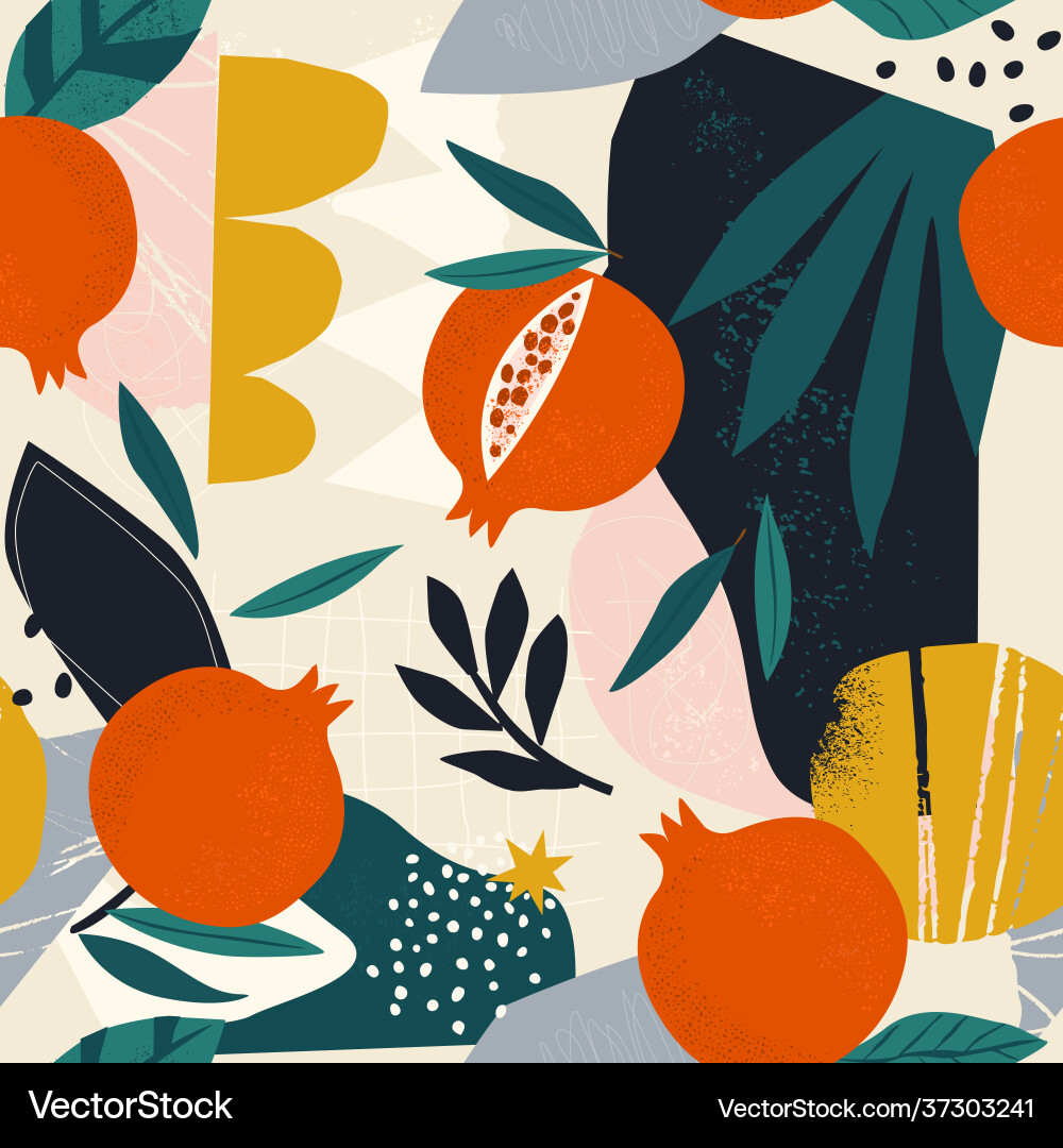 Collage contemporary floral seamless pattern Vector Image