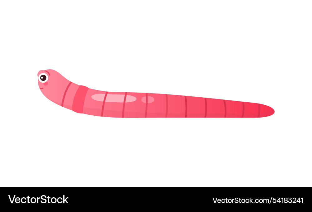 Cute pink worm crawling earthworm lying on garden Vector Image