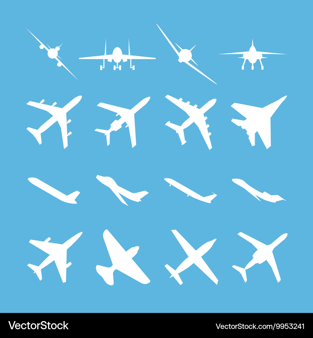 Different airplanes icon set Royalty Free Vector Image